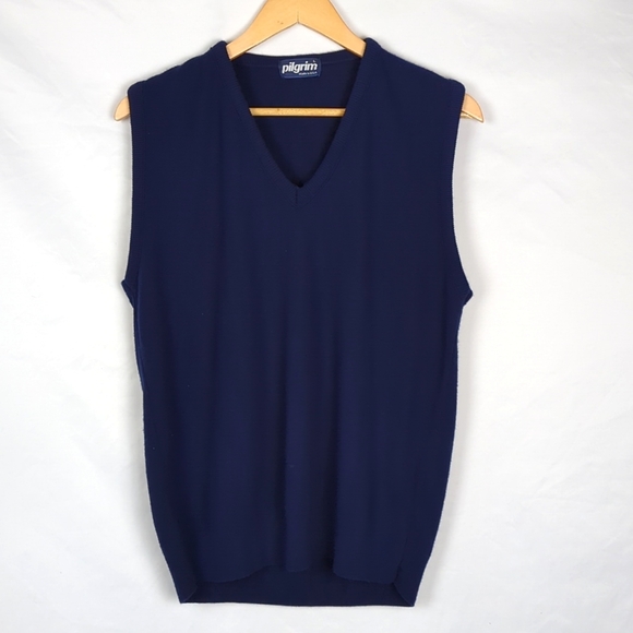 Vintage | Sweaters | Vintage Pilgrim Usa Made Mens Blue Sweater Vest ...